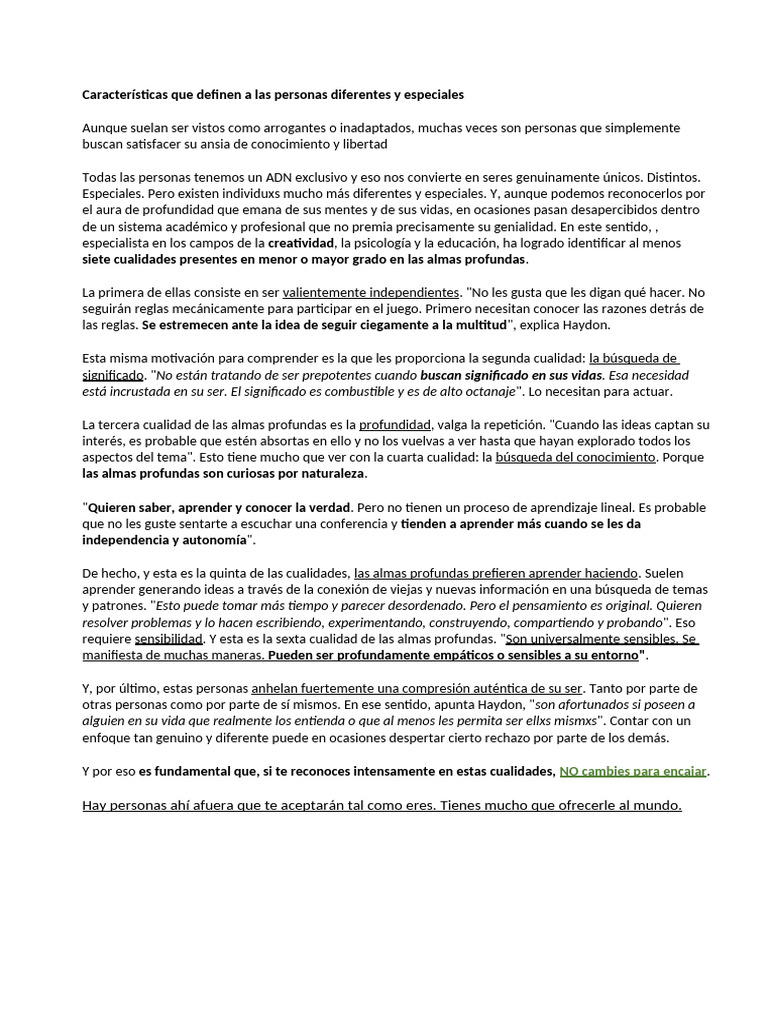 Características Que Definen A Las Personas Diferentes y Especiales ...