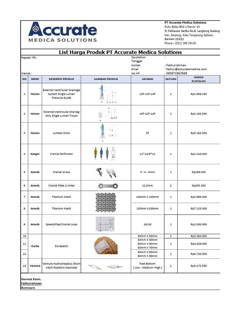 Price List Accurate Medica Solutions Pemerintah Ecatalog | PDF