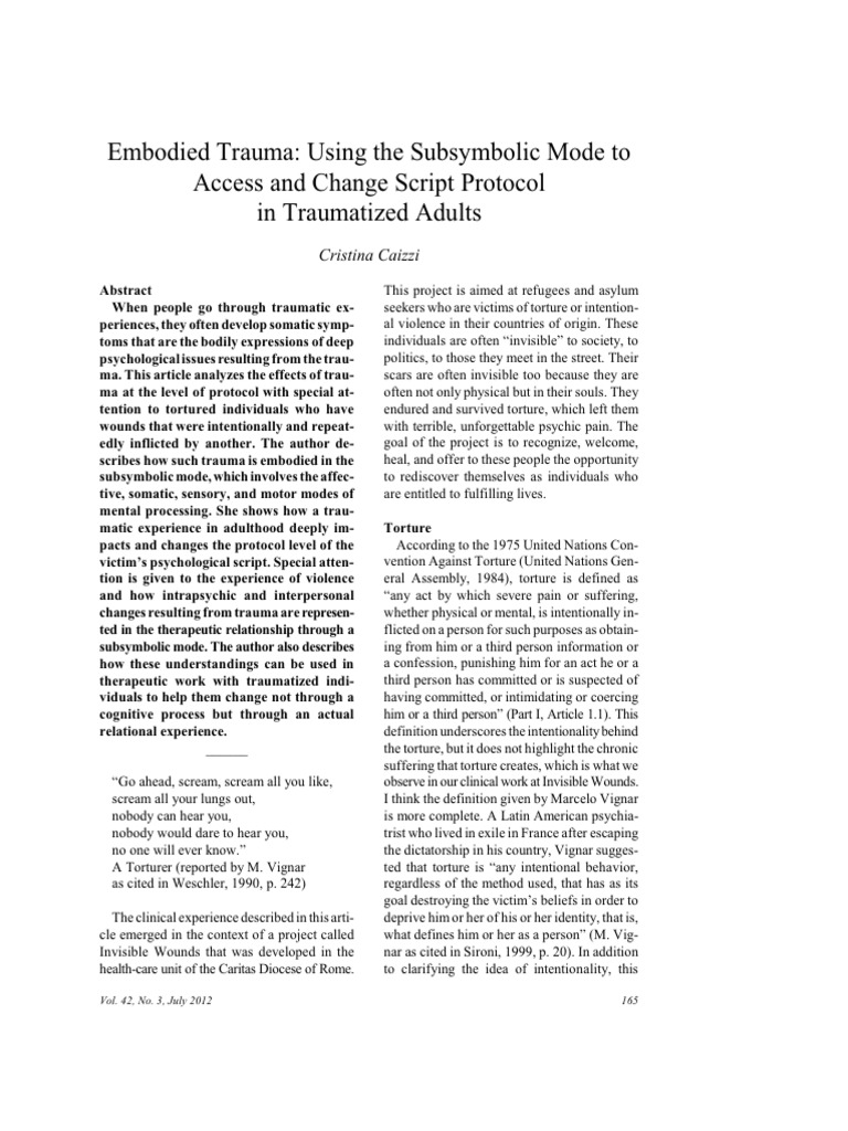 Embodied Trauma - Using The Subsymbolic Mode To Access and Change ...