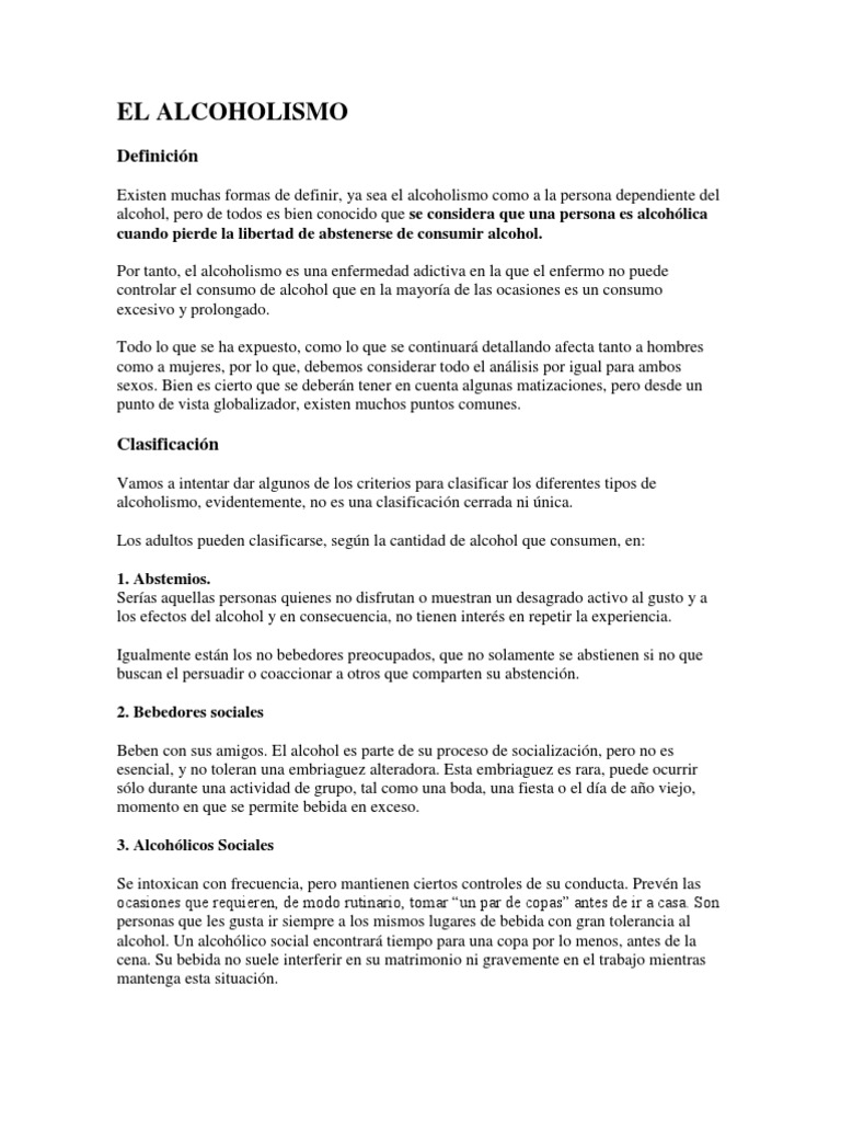 El Alcoholismo | PDF | Despachador de drogas | La dependencia de sustancias