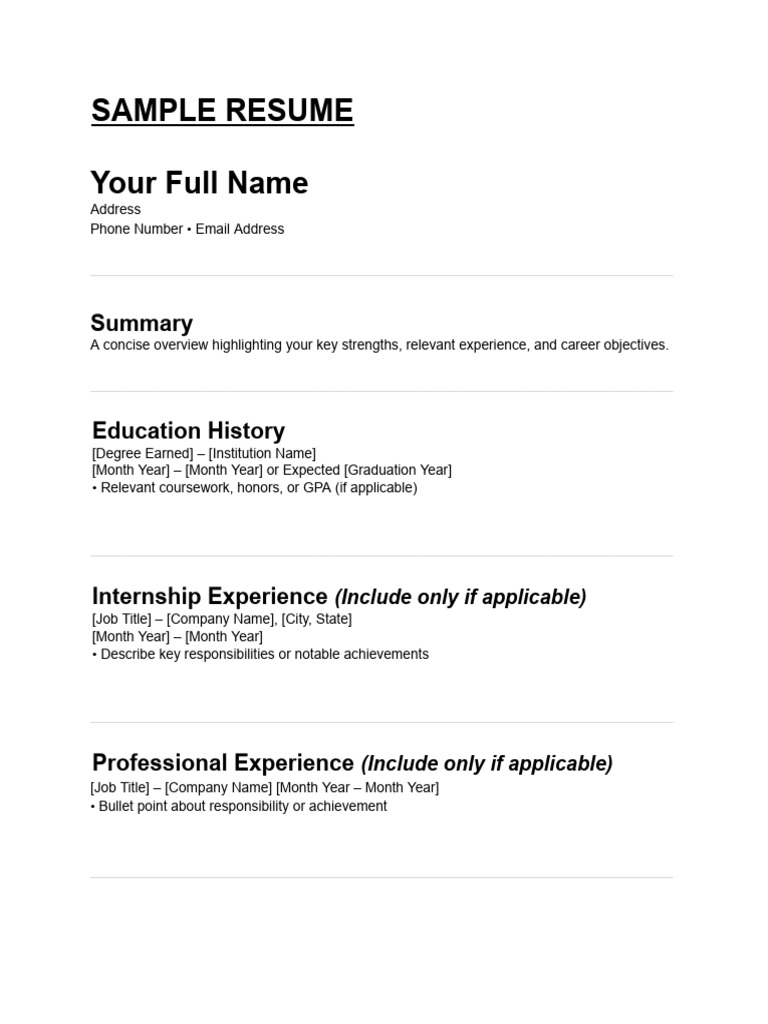 Free Resume Template Download Pdf - Professional Resume Template 1 ...