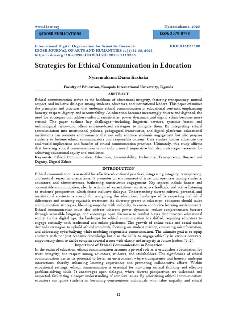 Strategies For Ethical Communication in Education (WWW - Kiu.ac - Ug ...