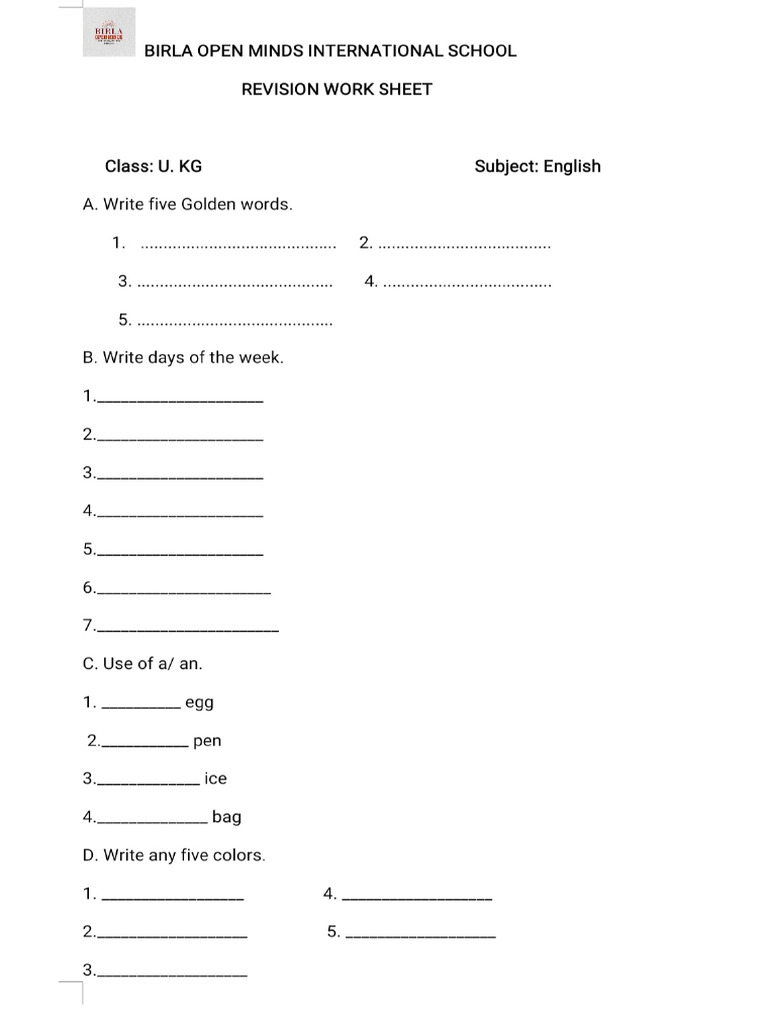Ukg Revision Assessment Summer 2025 | PDF