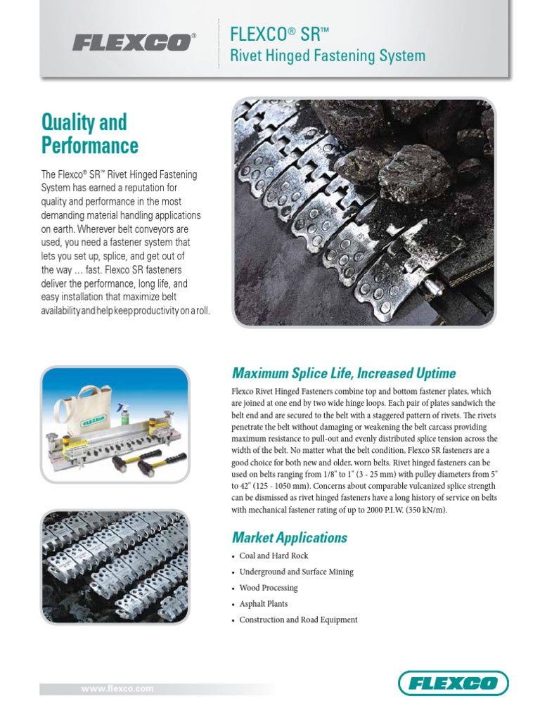 Flexco SR Rivet Hinged Fastening System | PDF | Rivet | Stainless Steel