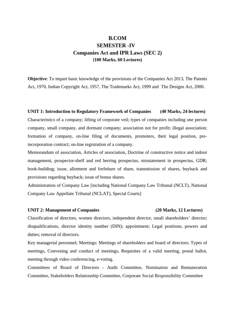 Overview of Companies Act 2013 | PDF | Intellectual Property | Trademark