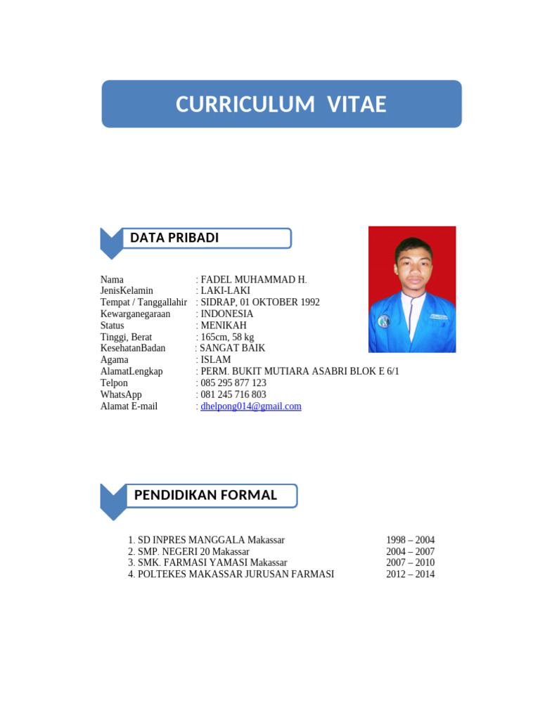 Curriculum Vitae: Data Pribadi | PDF