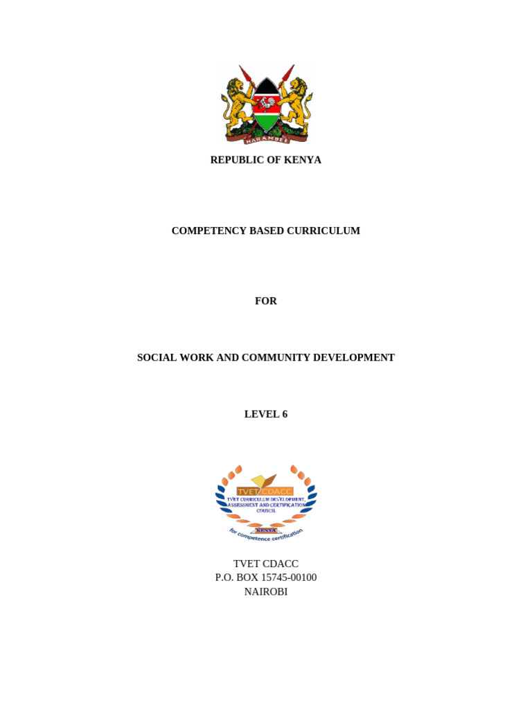 Kenya Competency-Based Curriculum for Social Work | PDF ...