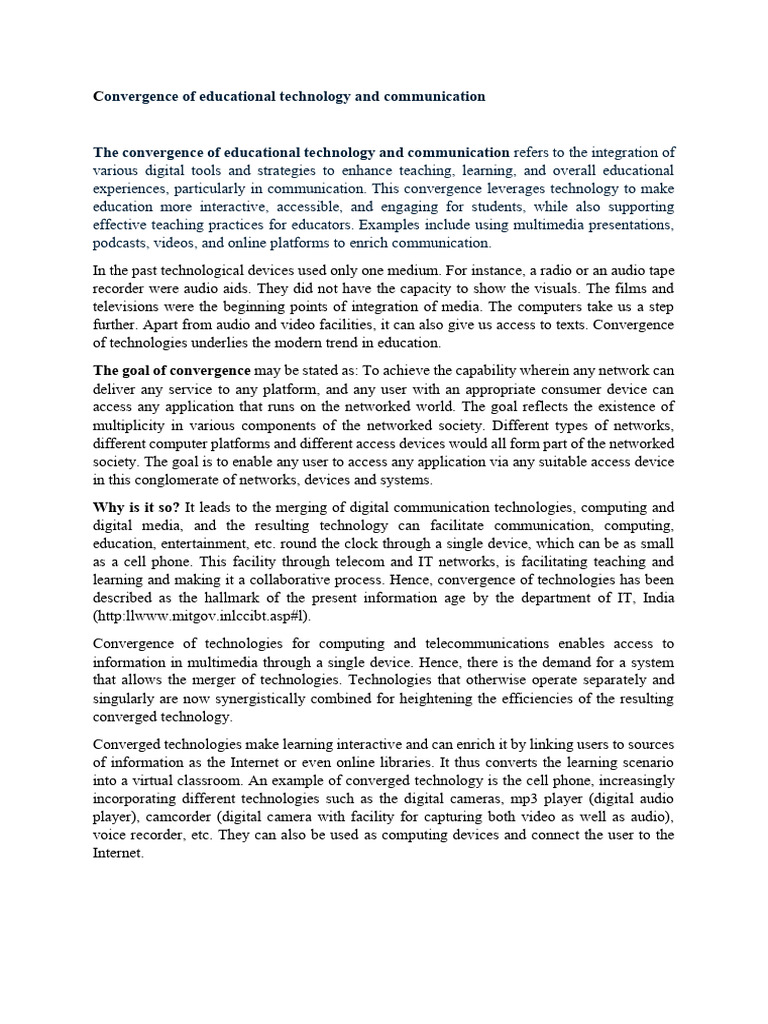 Educational Technology and Communication Convergence | PDF ...