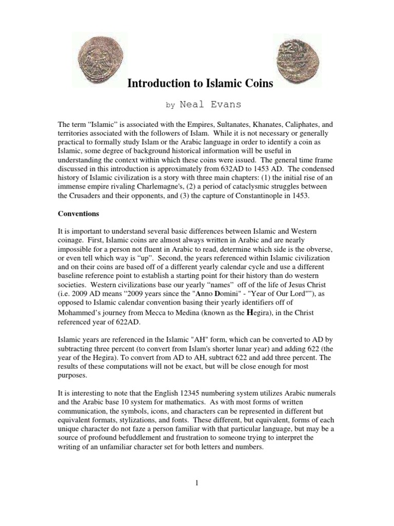 Introduction To Islamic Coins: Neal Evans | PDF | Silver Coin | Coins