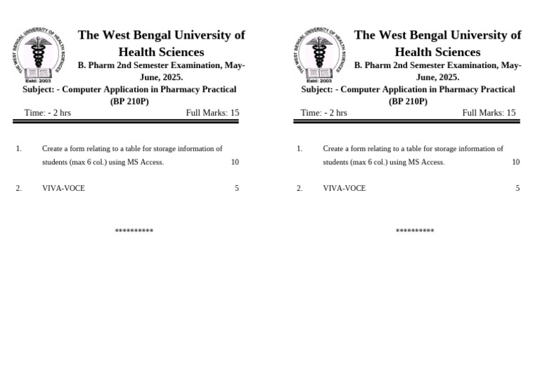 B. Pharm 2nd Sem Computer Application Practical | PDF