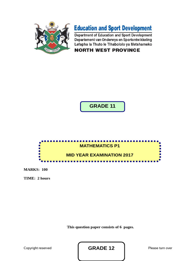 Mathematics GR 11 Paper 1 | PDF | Interest | Cartesian Coordinate System