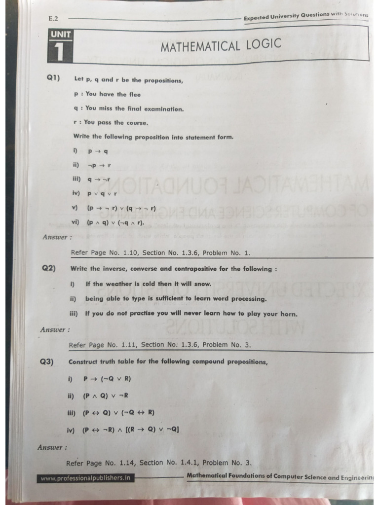 MFCS Unit - 1 Assignment | PDF