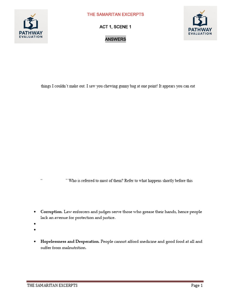 The Samaritan Excerpt Answers | PDF | Ellipsis
