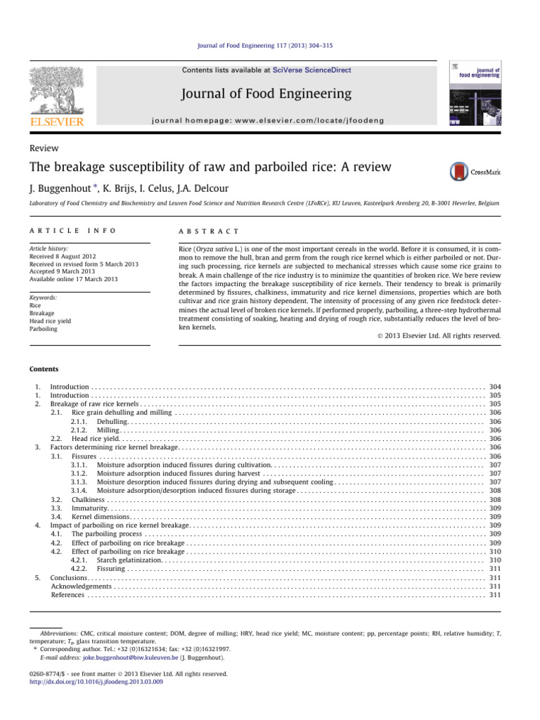 Rice Breakage Susceptibility Review | PDF | Rice | Cereals