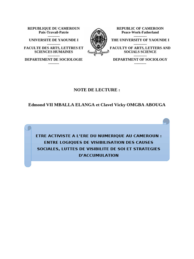 Activisme numérique au Cameroun | PDF | Média (Communication) | Démocratie