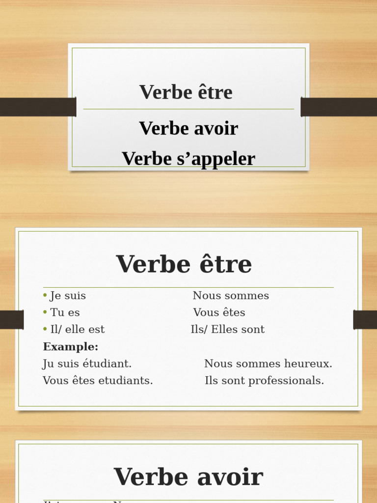 Verbe Être, Avoir Et Sappeler | PDF