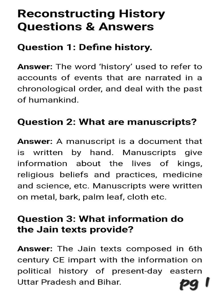 Reconstructing History - Q & A | PDF