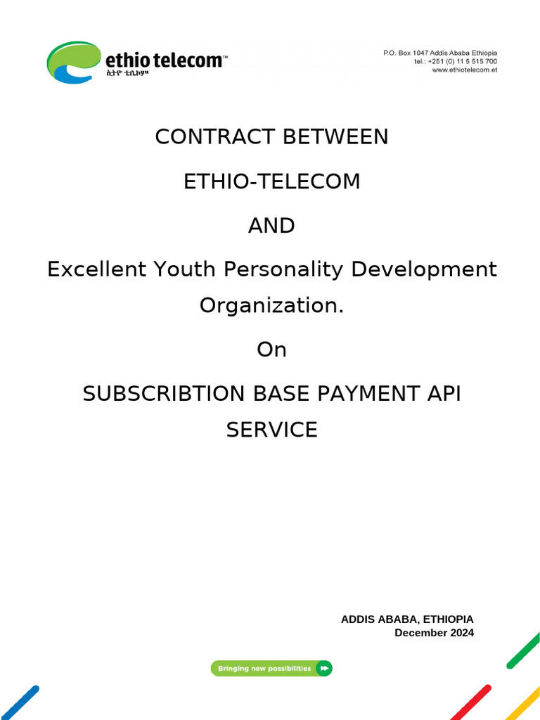 Ethio Telecom Payment API Contract | PDF | Breach Of Contract | Bankruptcy