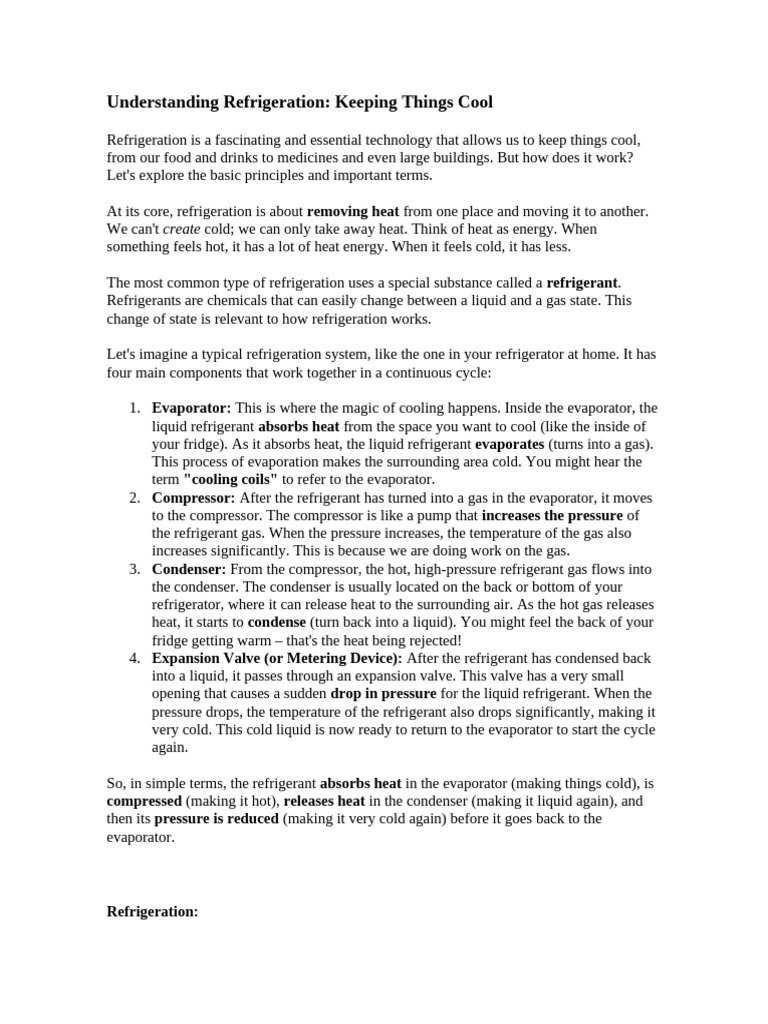 Understanding Refrigeration Worksheet Students | PDF | Refrigeration ...