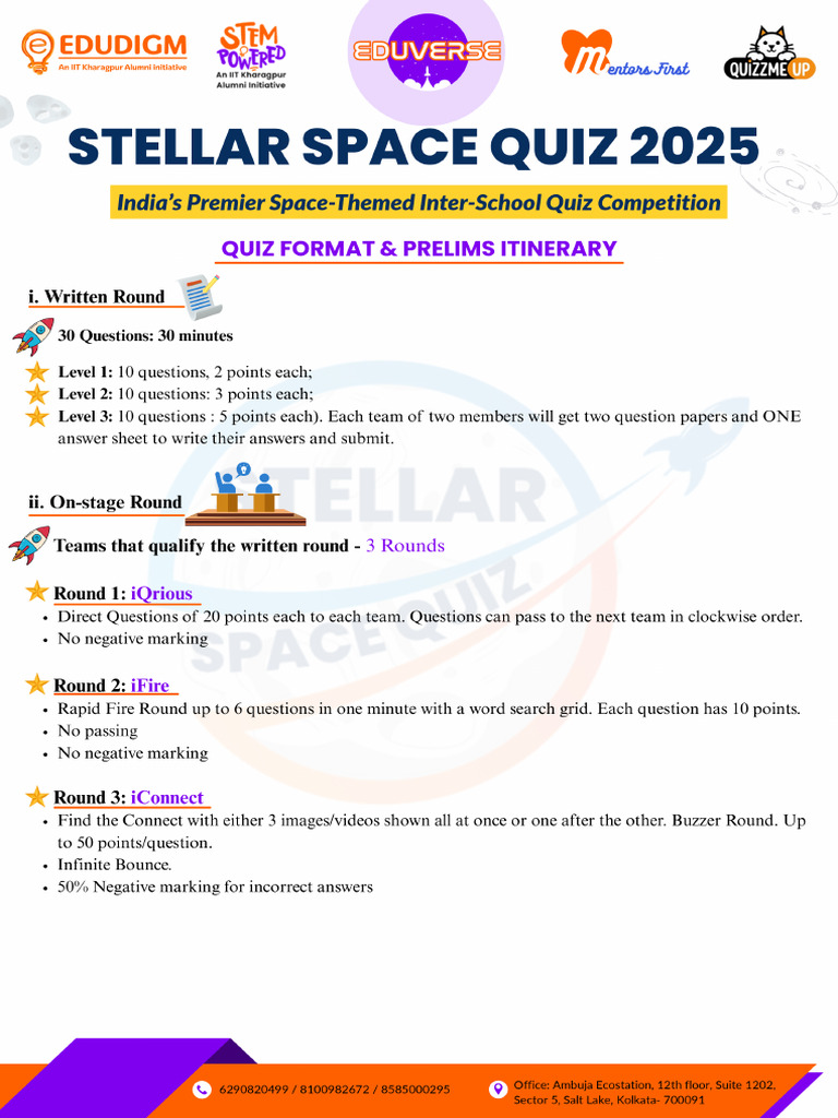 Stellar Space Quiz - Quiz Format & Prelims Itinerary | PDF