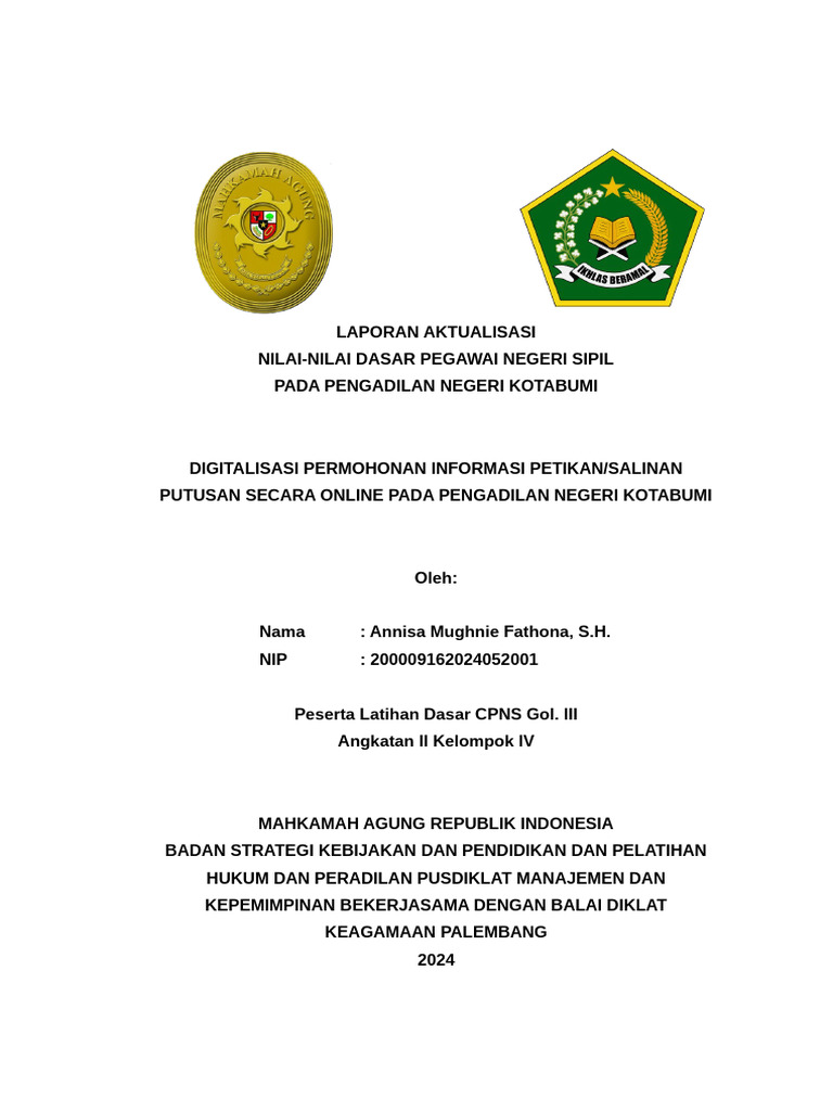 Laporan Aktualisasi Rvs - Annisa Mughnie Fathona | PDF