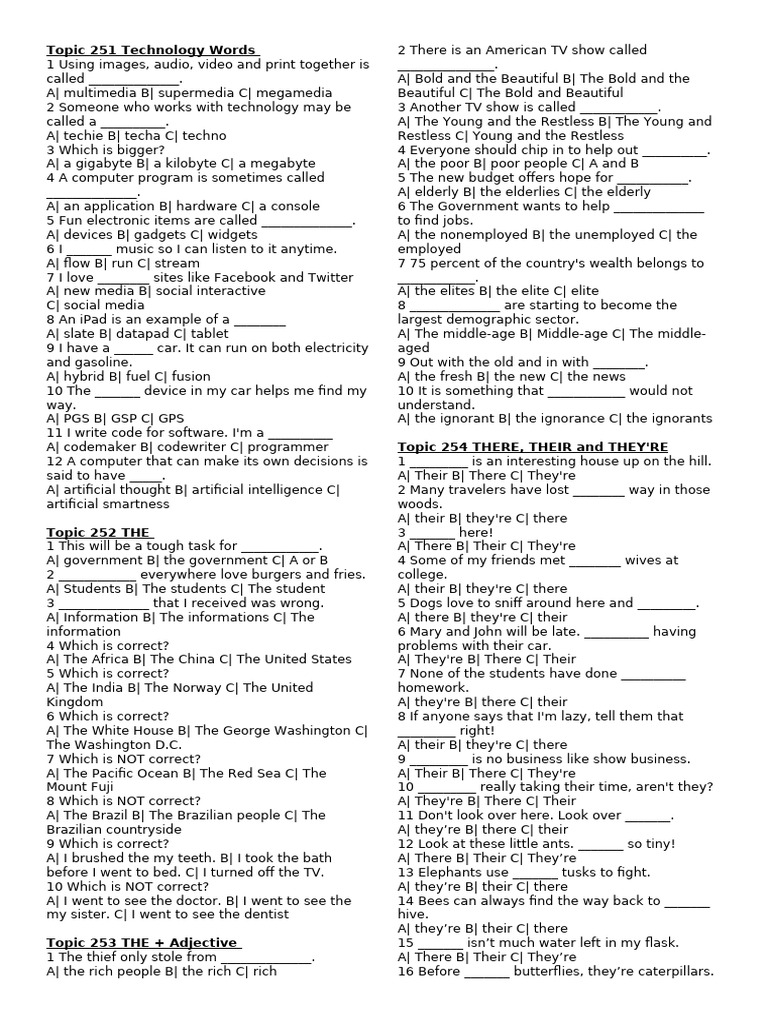 Road To Grammar - Topics 251 - 292 | PDF