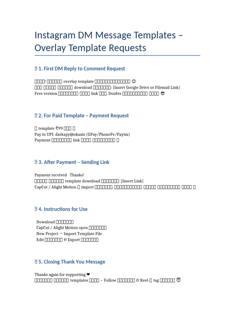 Overlay Template DM Message Set | PDF