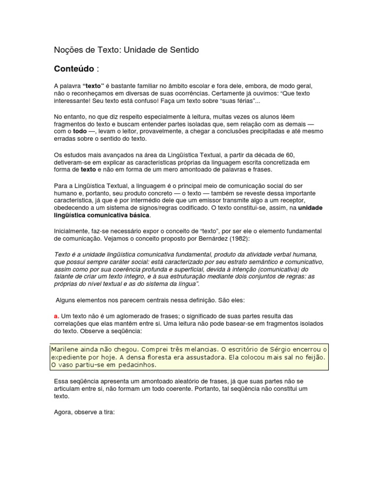 Unidade de Sentido | PDF | Linguística | Comunicação