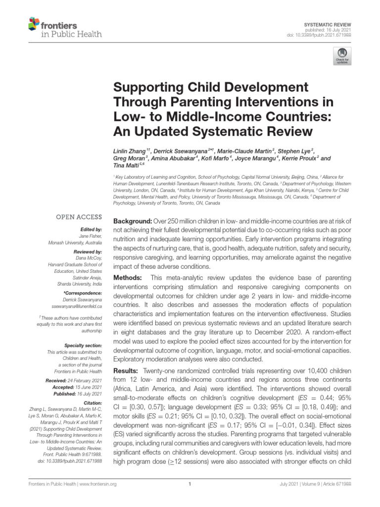 Fpubh 09 671988 | PDF | Child Development | Parenting