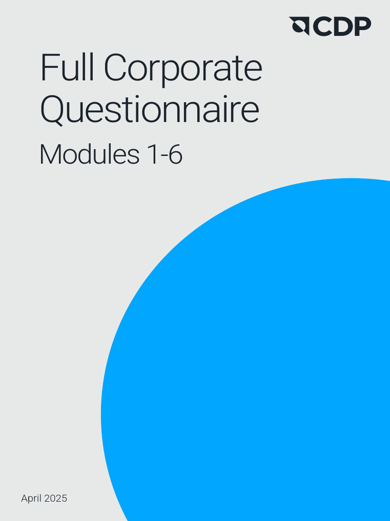 2025 CDP Corporate Questionnaire Guide | PDF | Risk | Supply Chain