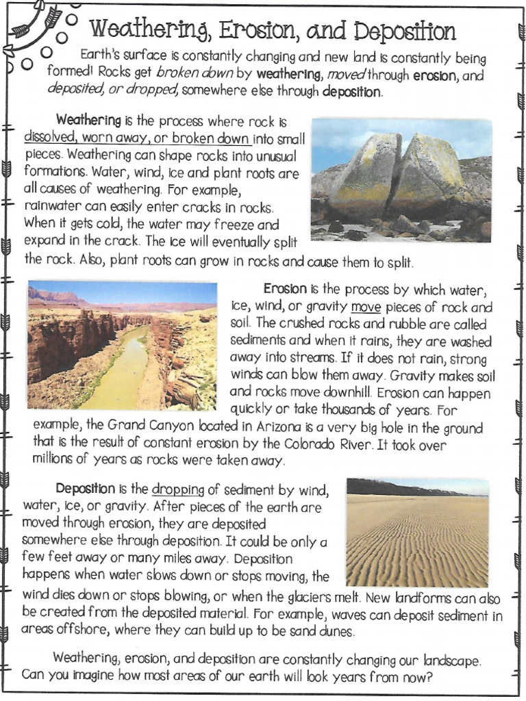 Weathering Erosion and Deposition | PDF