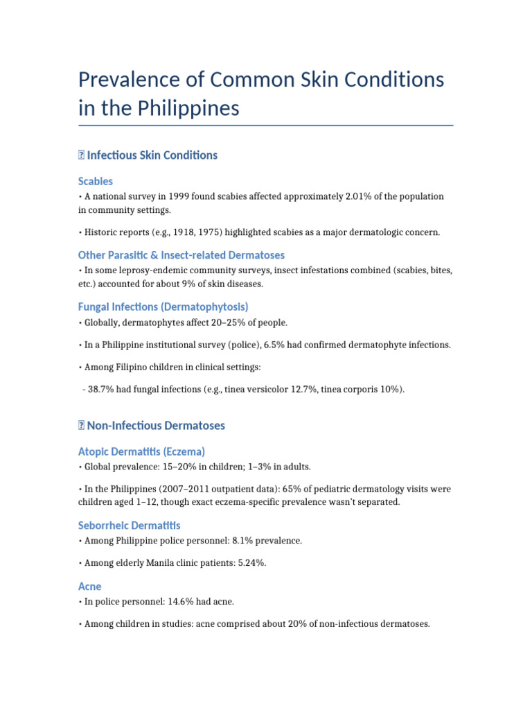 Common Skin Diseases in the Philippines | PDF | Dermatitis | Microbiology