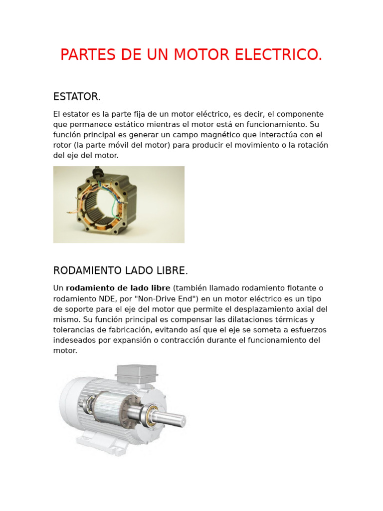 Partes Esenciales de un Motor Eléctrico | PDF | Motores | Motor eléctrico