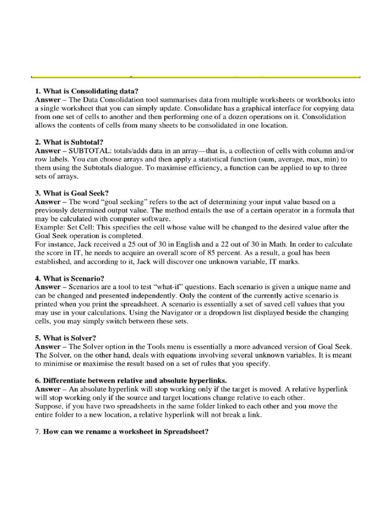Electronic Spreadsheet (Advanced) | PDF