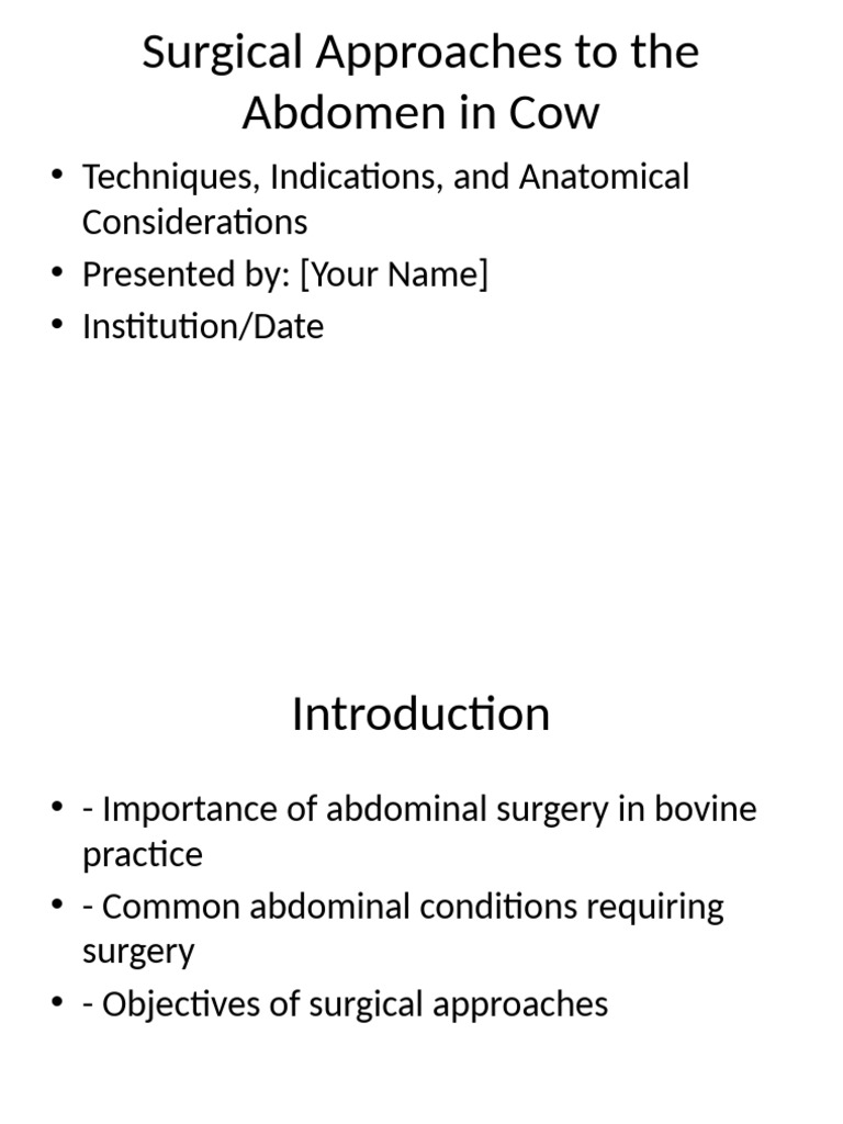 Surgical Approaches To Abdomen in Cow | PDF | Surgery | Anesthesia