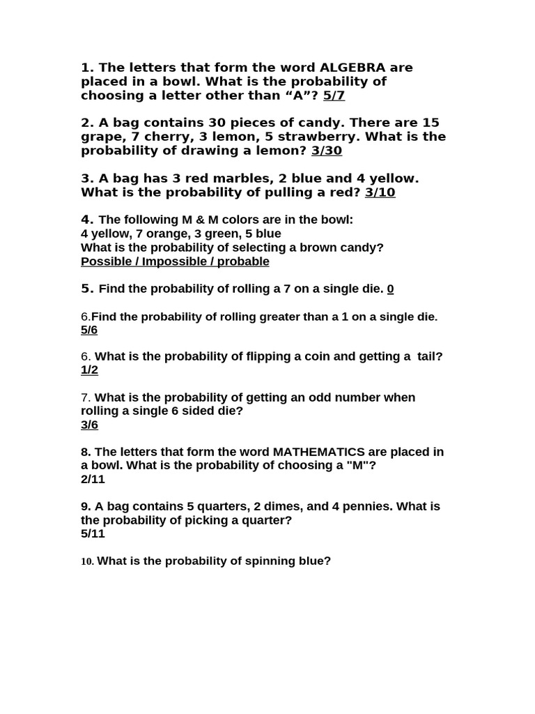 Probability Classwork | PDF