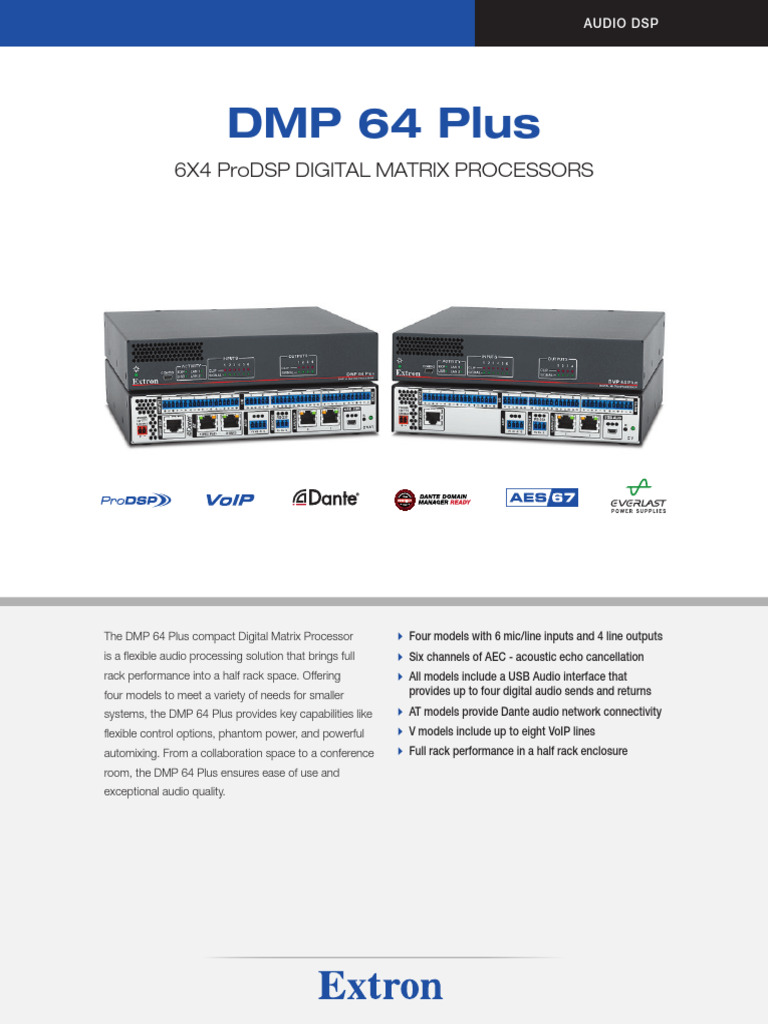 Extron DMP 64 Plus C | PDF | Usb | Digital Audio