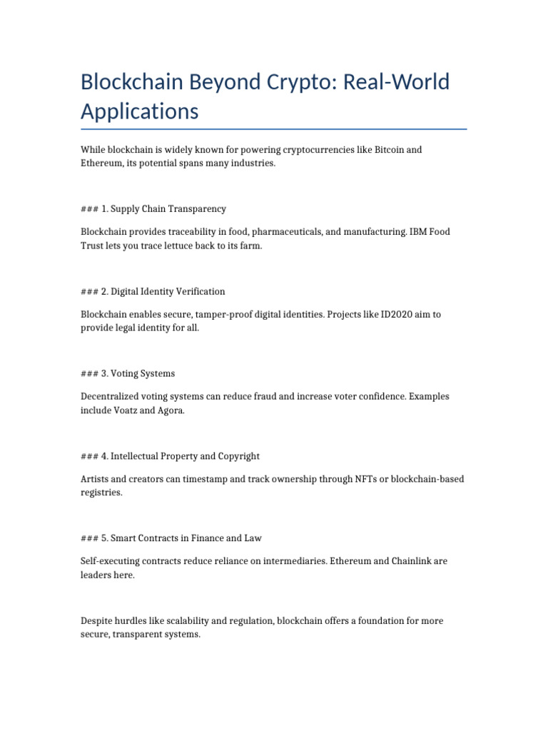 Blockchain Beyond Crypto | PDF