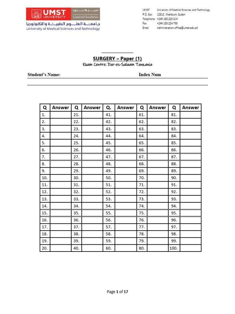 Master Answers Paper 1 Surgery Batch 25 Supp Exam | PDF | Digestive ...