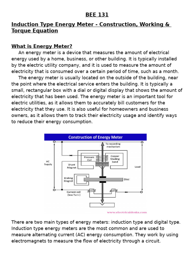 Induction Type Energy Meter | PDF | Electromagnetic Induction | Inductor