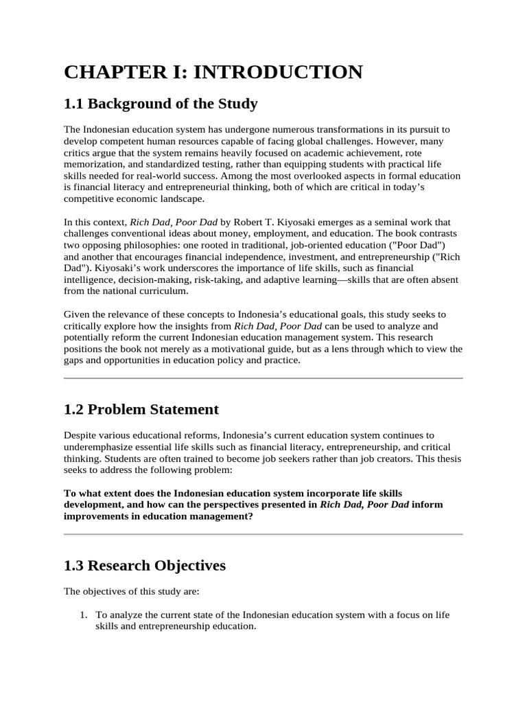 Chapter I: Introduction: 1.1 Background of The Study | PDF | Entrepreneurship | Financial Literacy