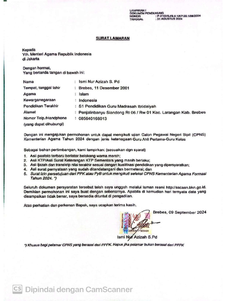 Surat Lamaran Fix | PDF