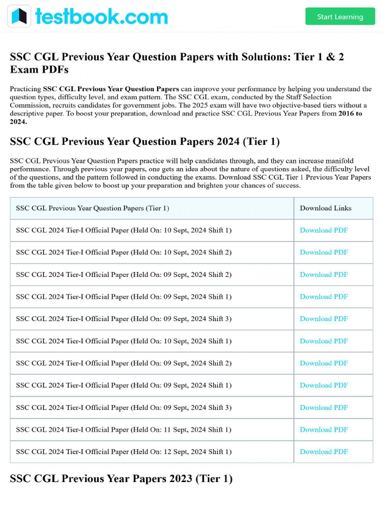 SSC CGL Previous Year Question Papers With Solutions - Tier 1 & 2 Exam ...