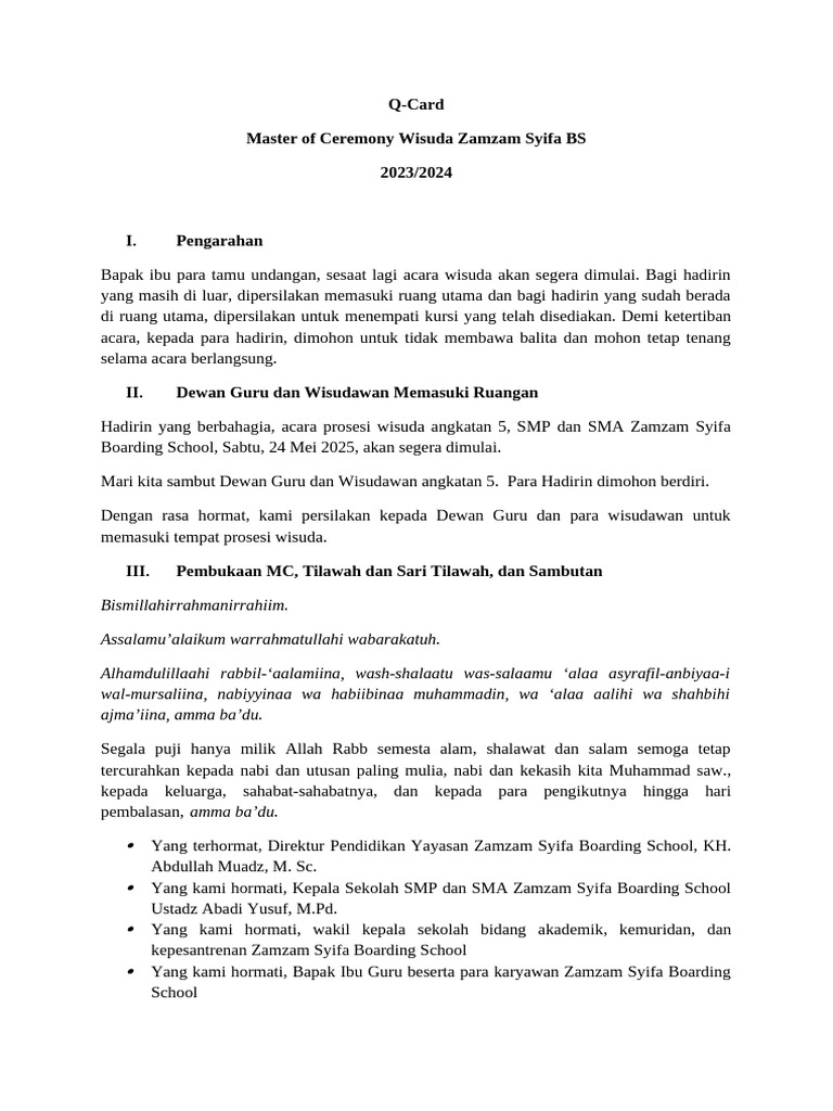 Teks MC Wisuda 2025 | PDF