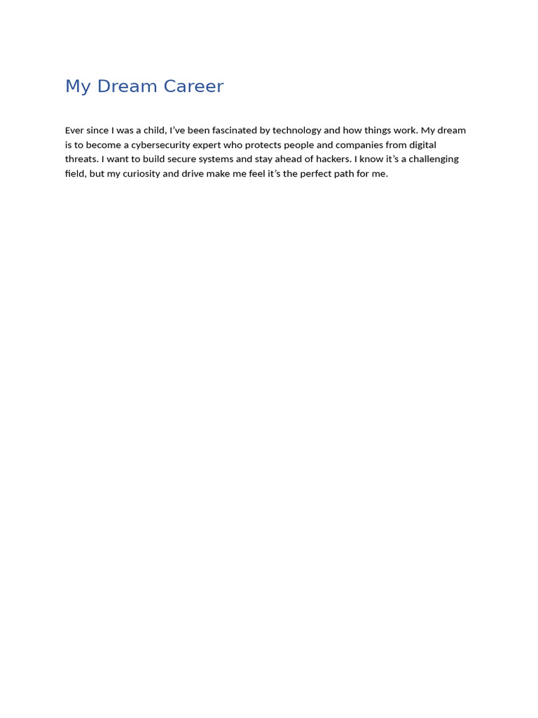 My Dream Career | PDF