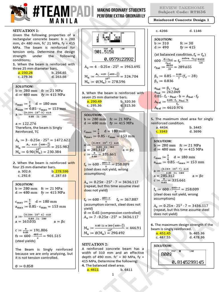 Reinforced Concrete Beam Design Calculations | PDF | Beam (Structure ...