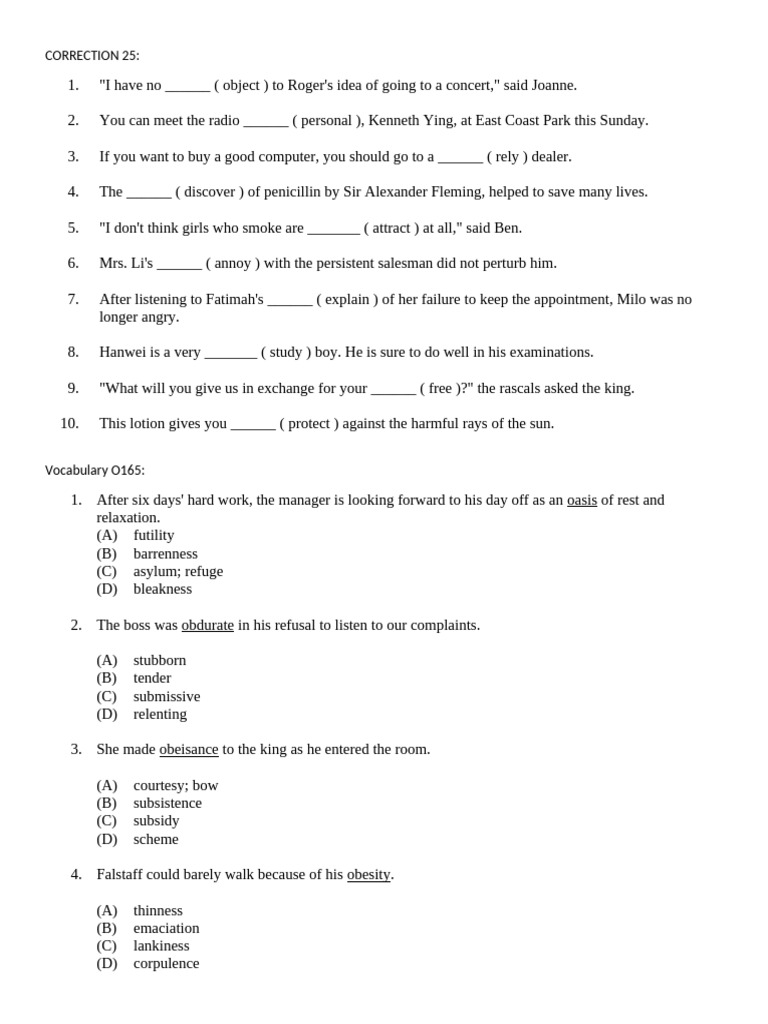Correct Form 25 Vocb 0160, Open Cloze 7 Verbs7,8 (May 18th, 2021) | PDF ...