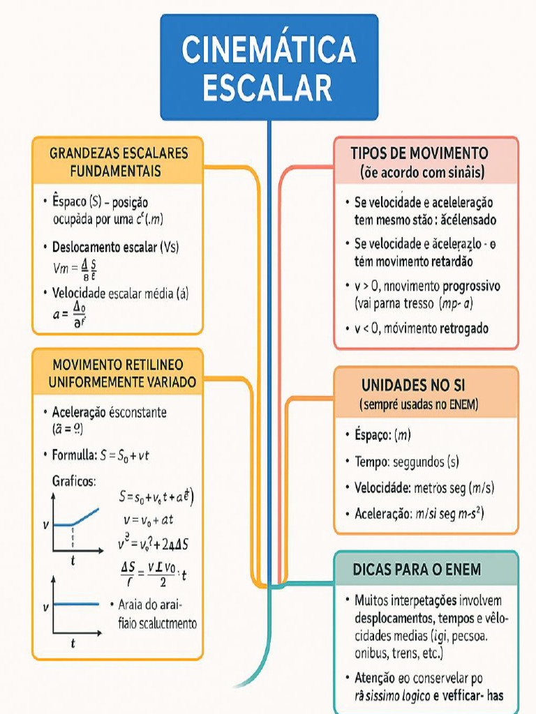 Mapa Mental Cinematica Escalar ENEM | PDF