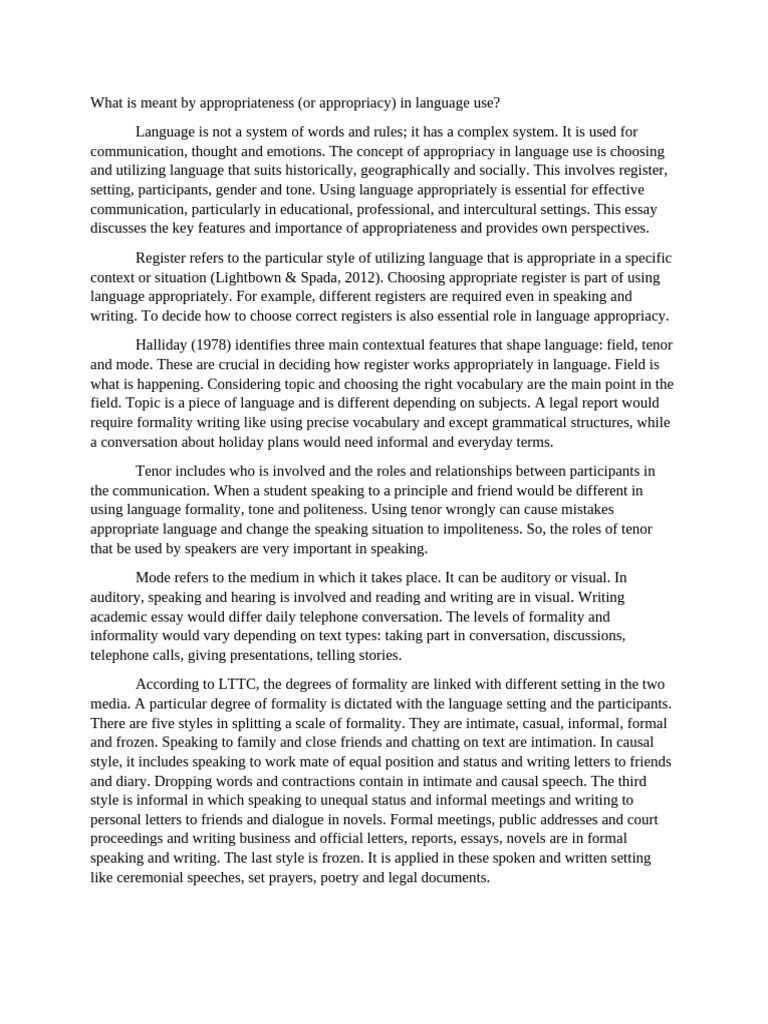 Understanding Language Appropriateness | PDF | Vocabulary | Communication
