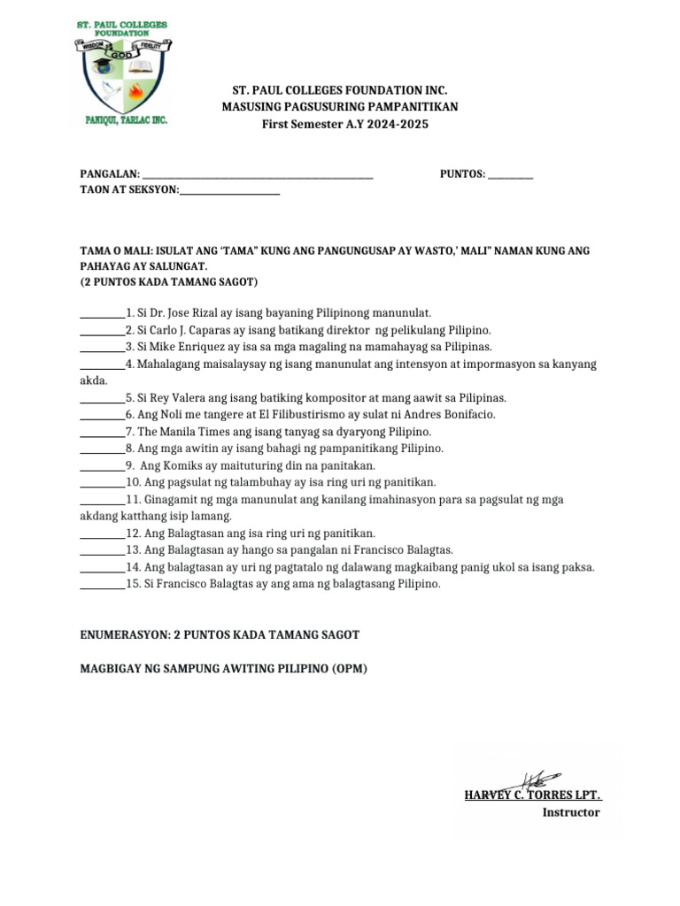 Fil3 Unit Test | PDF